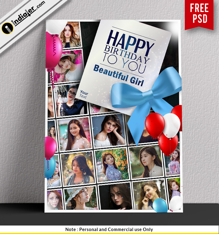 Free Birthday Wishes Photo Frame And Balloon PSD Template Indiater