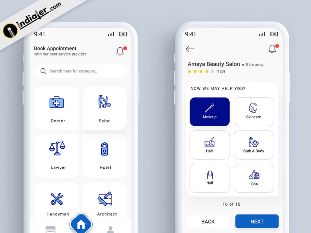 Appointment Booking Mobile App UI Design Template Free Indiater