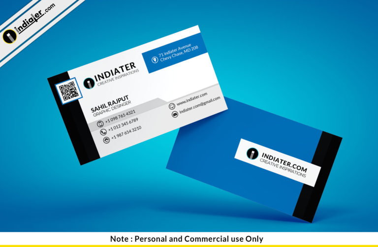 Free Blue Minimalist Business Card PSD Template - Indiater