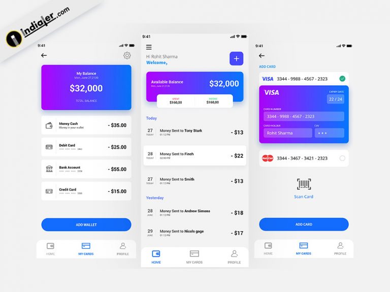 Wallet Money Budget Finance Tracker Mobile App UI Kit - Indiater