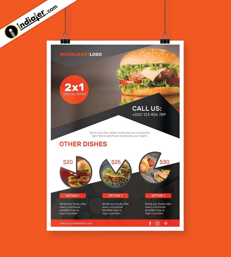 Restaurant Food Flyer Free PSD Template - Indiater