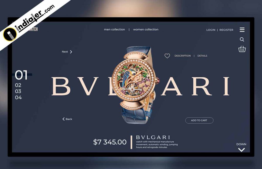 Watch shop Landing Page Free XD Template - Indiater