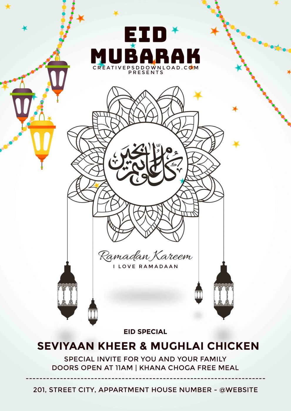 20+ Eid Mubarak and invitation Flyer Templates Free Download - Indiater