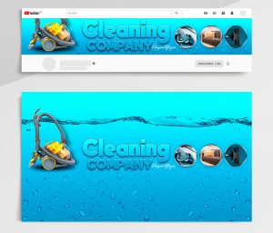 Free Cleaning Company Youtube Channel Banner PSD Template - Indiater