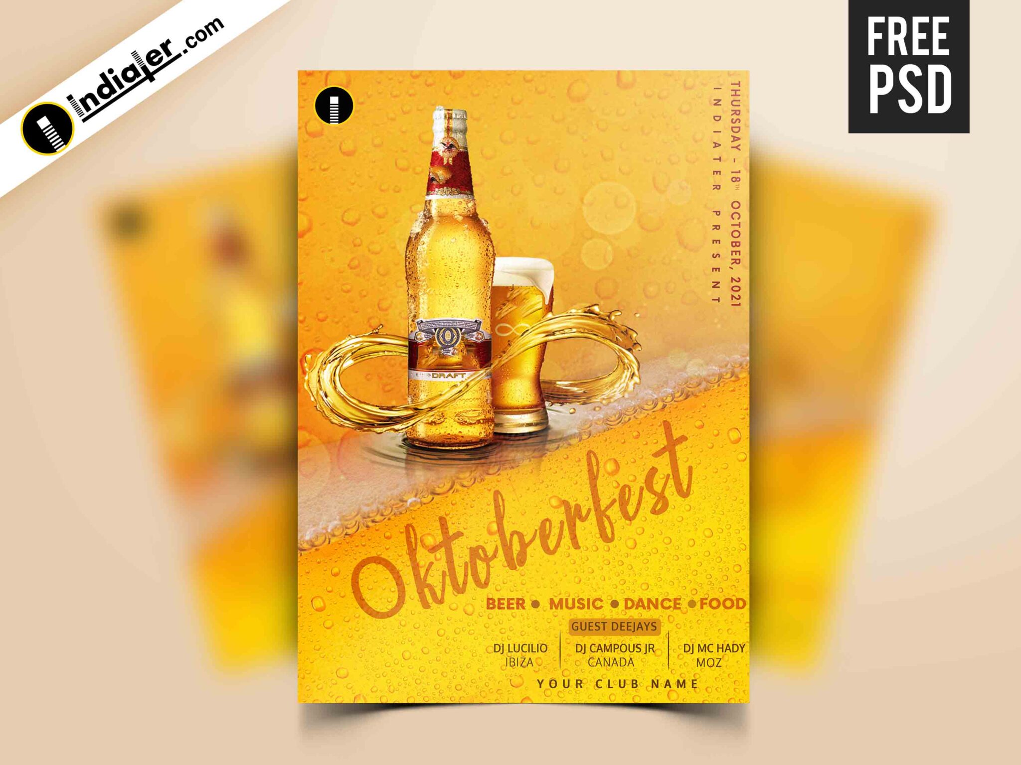 Free Poster Photoshop PSD Template For Oktoberfest Indiater